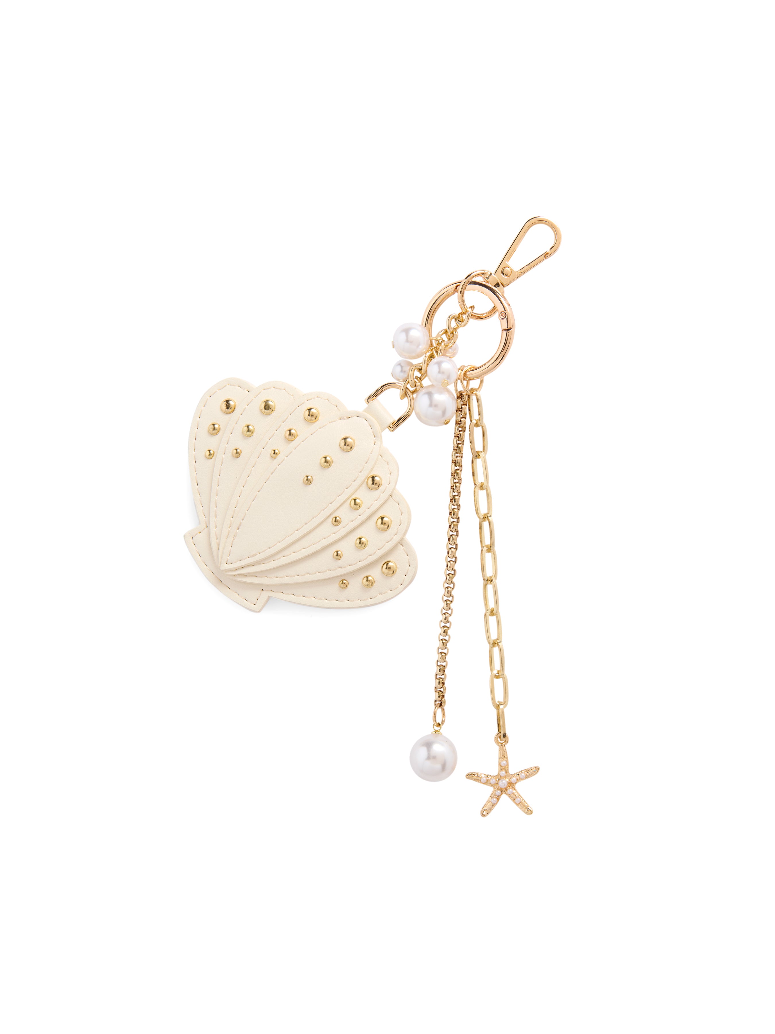 Shiraleah Seashell Bag Charm/Key Ring, Ivory