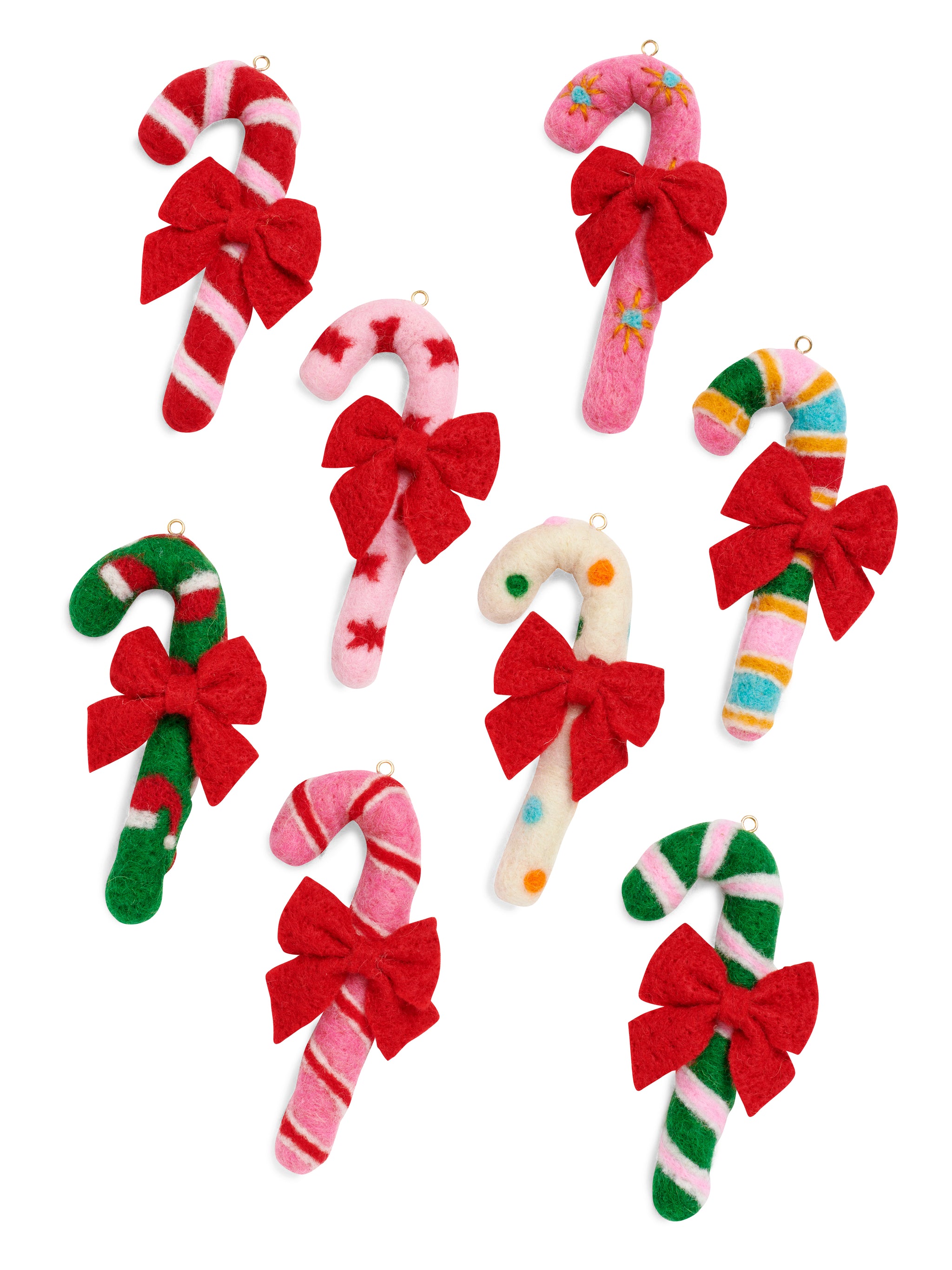 Shiraleah Assorted Set of 8 Candy Cane Ornaments, Multi